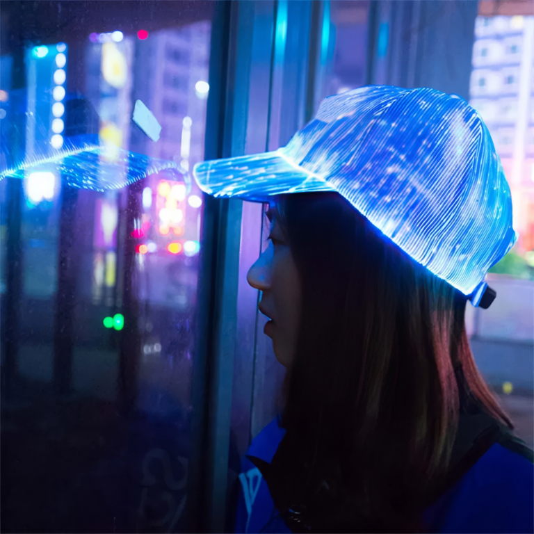 LED Luminous Fiber Optic Cap -💡 Reflective, Glowing in the Dark — Wear ...